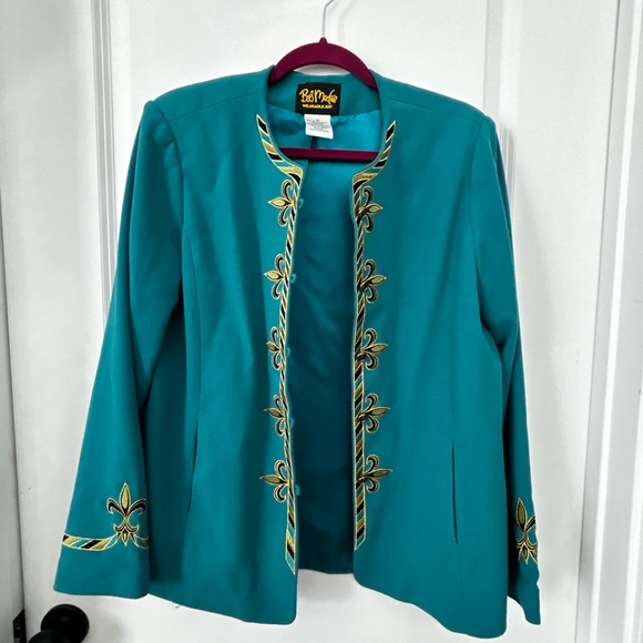 Bob Mackie | Jackets & Coats | Beautiful Teal Green Jacket With Pretty ...